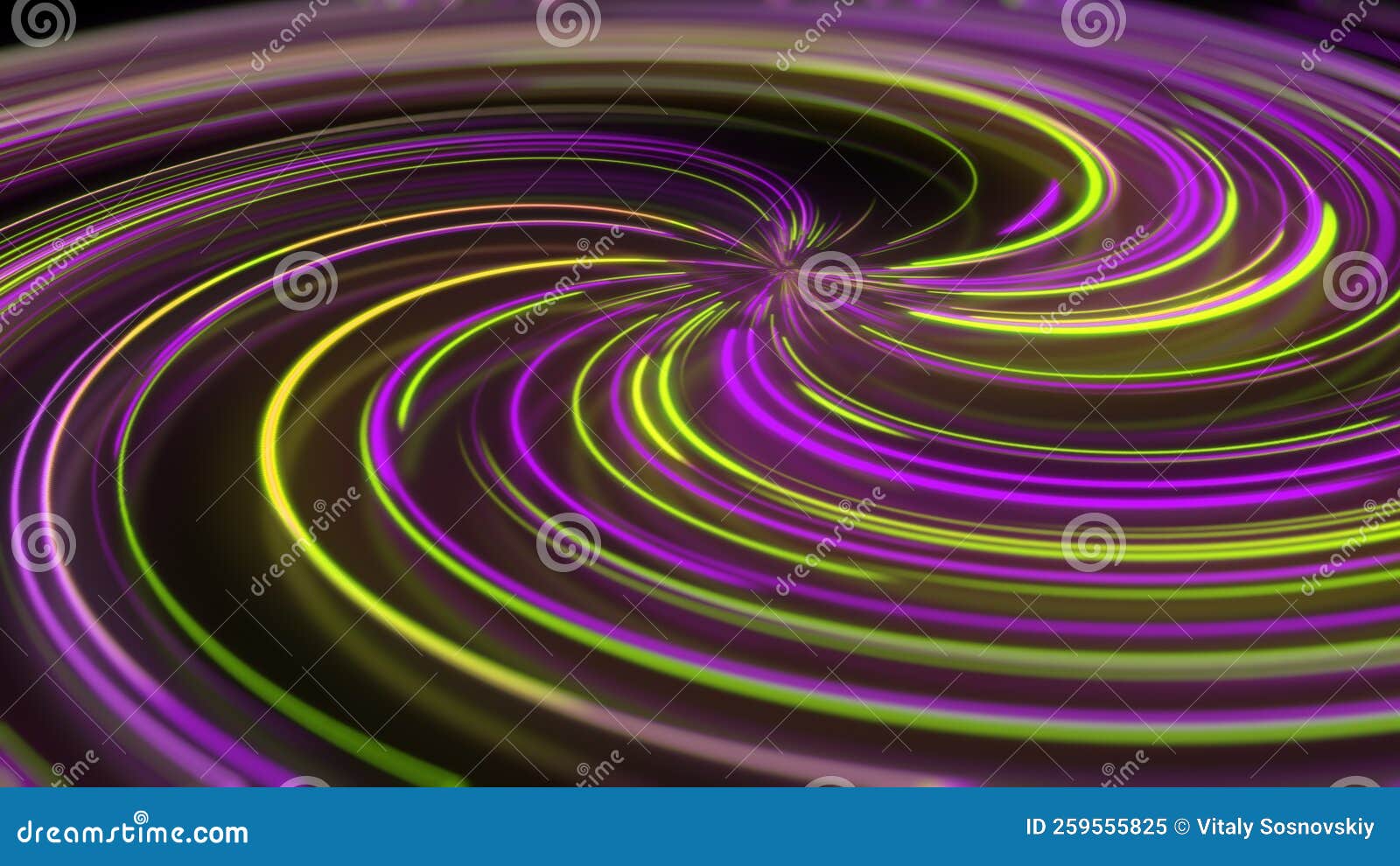 3D Rendering Abstract Neon Spiral with Reflection in the Form of Light ...