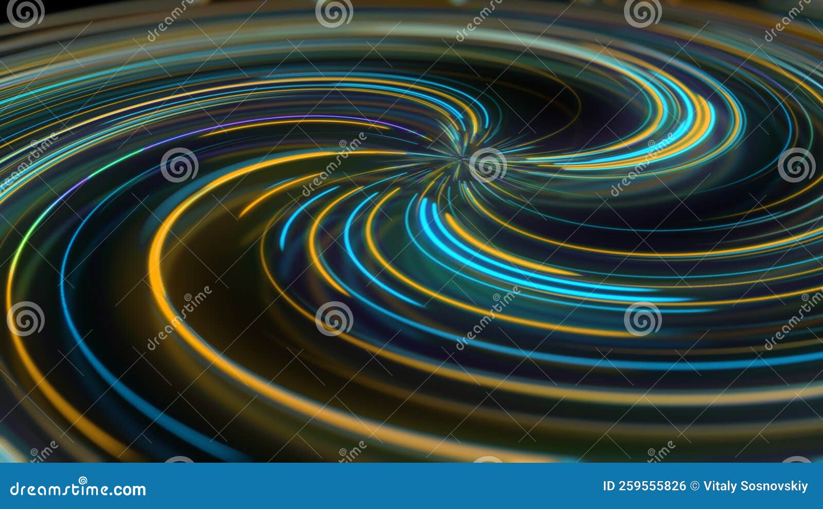 3D Rendering Abstract Neon Spiral with Reflection in the Form of Light ...