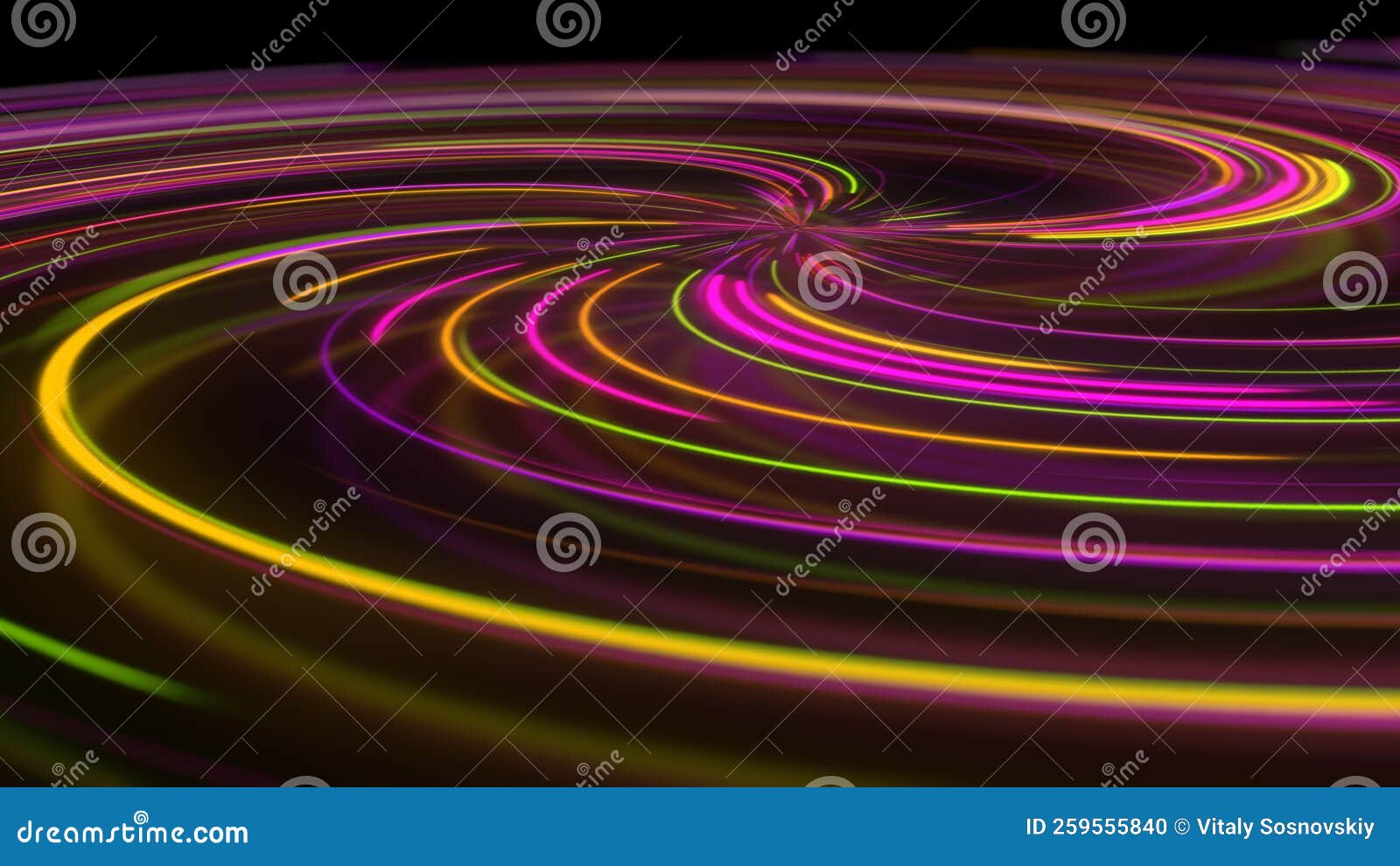 3D Rendering Abstract Neon Spiral with Reflection in the Form of Light ...