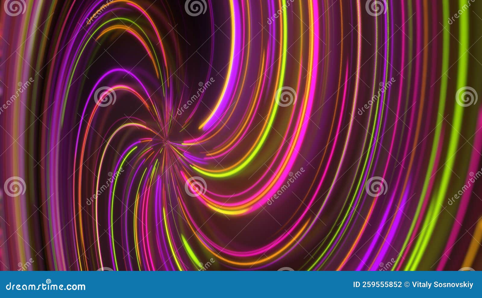 3D Rendering Abstract Neon Spiral with Reflection in the Form of Light ...