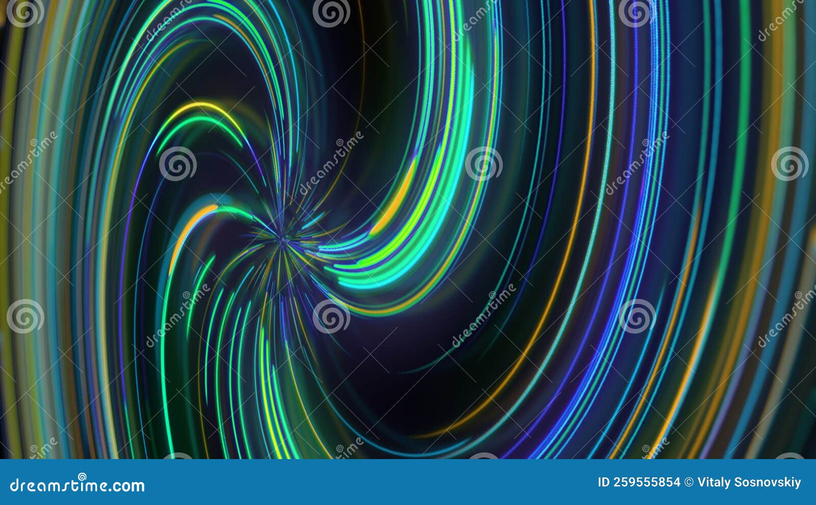 3D Rendering Abstract Neon Spiral with Reflection in the Form of Light ...