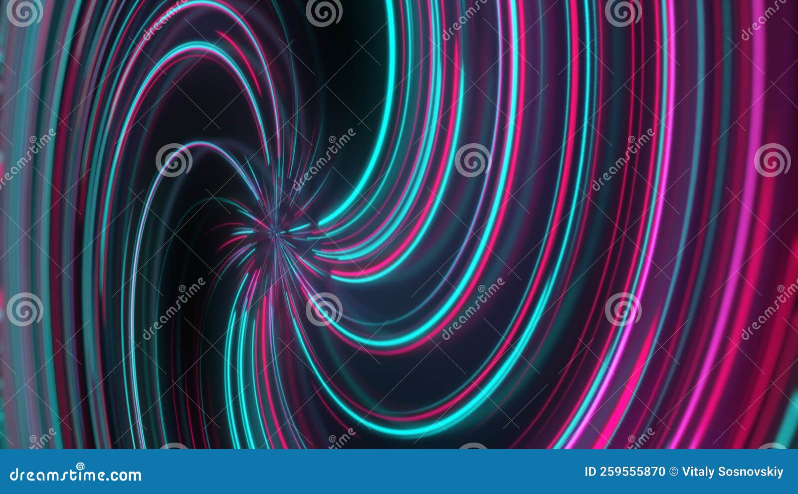 3D Rendering Abstract Neon Spiral with Reflection in the Form of Light ...
