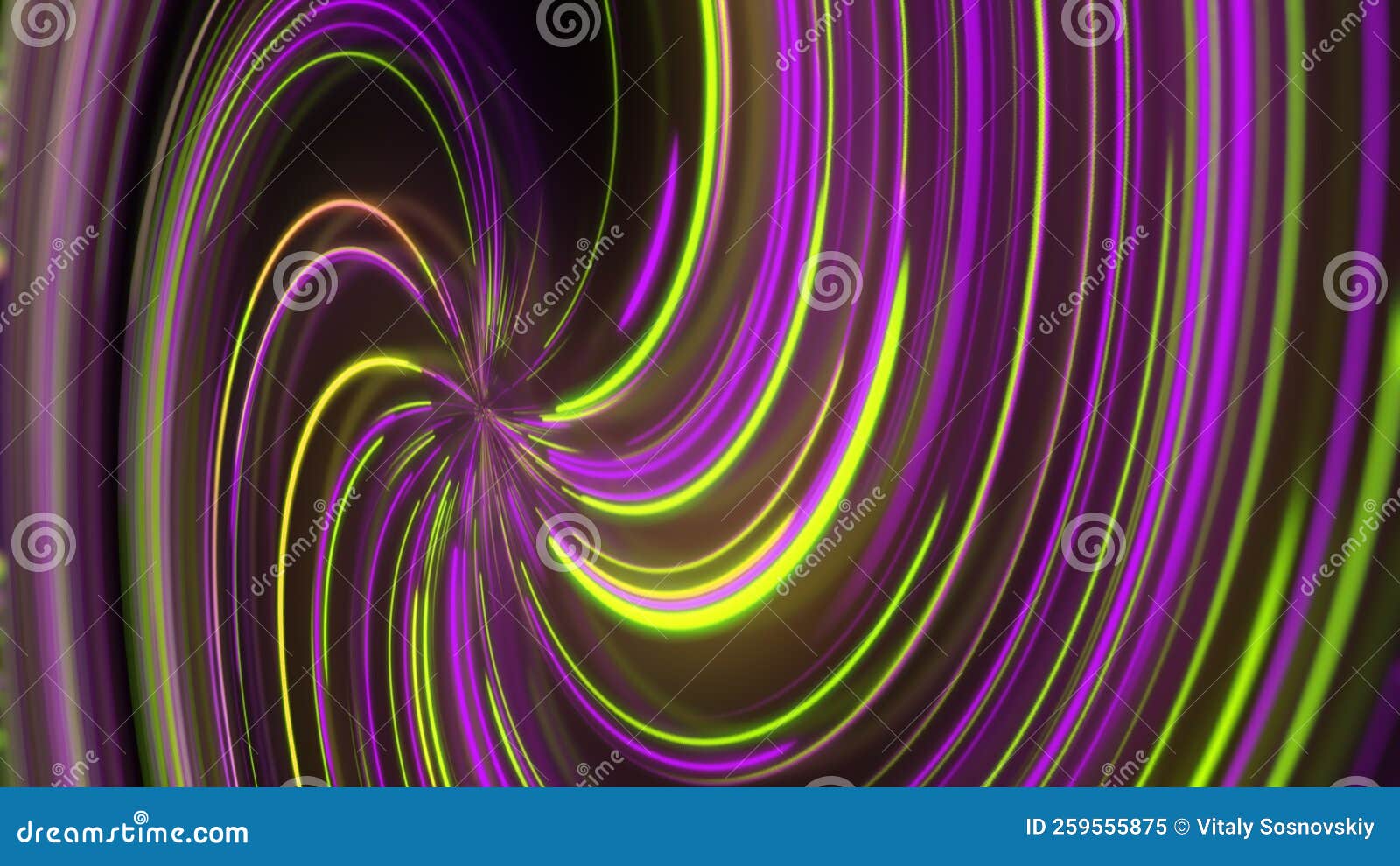 3D Rendering Abstract Neon Spiral with Reflection in the Form of Light ...