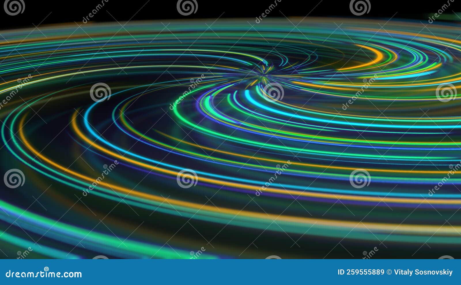 3D Rendering Abstract Neon Spiral with Reflection in the Form of Light ...
