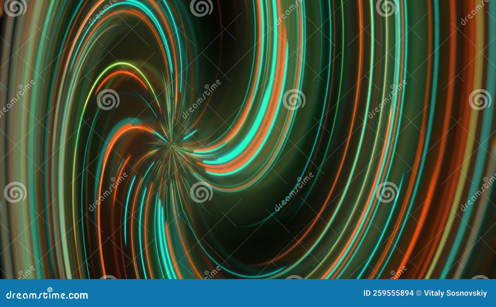 3D Rendering Abstract Neon Spiral with Reflection in the Form of Light ...