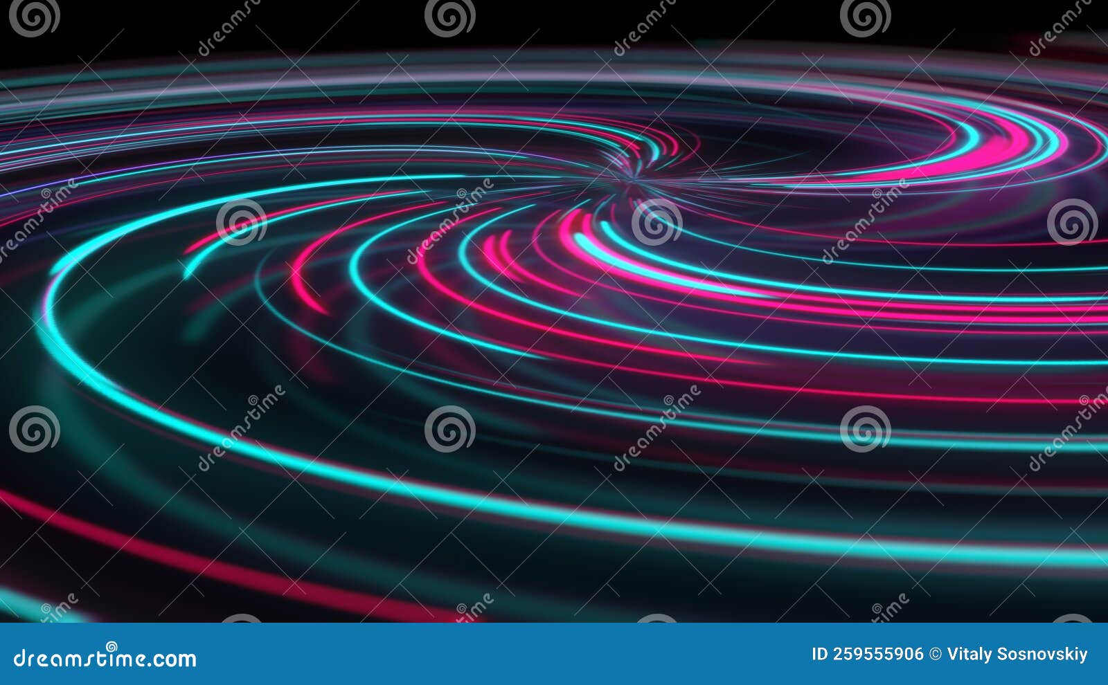 3D Rendering Abstract Neon Spiral with Reflection in the Form of Light ...