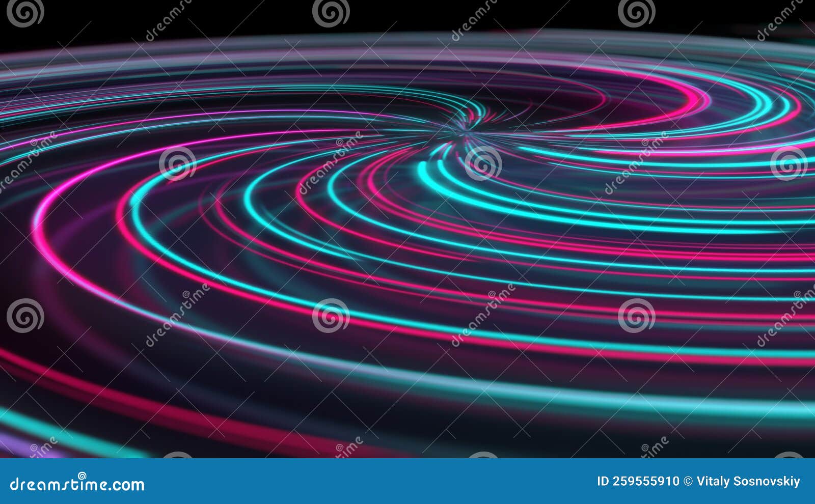 3D Rendering Abstract Neon Spiral with Reflection in the Form of Light ...