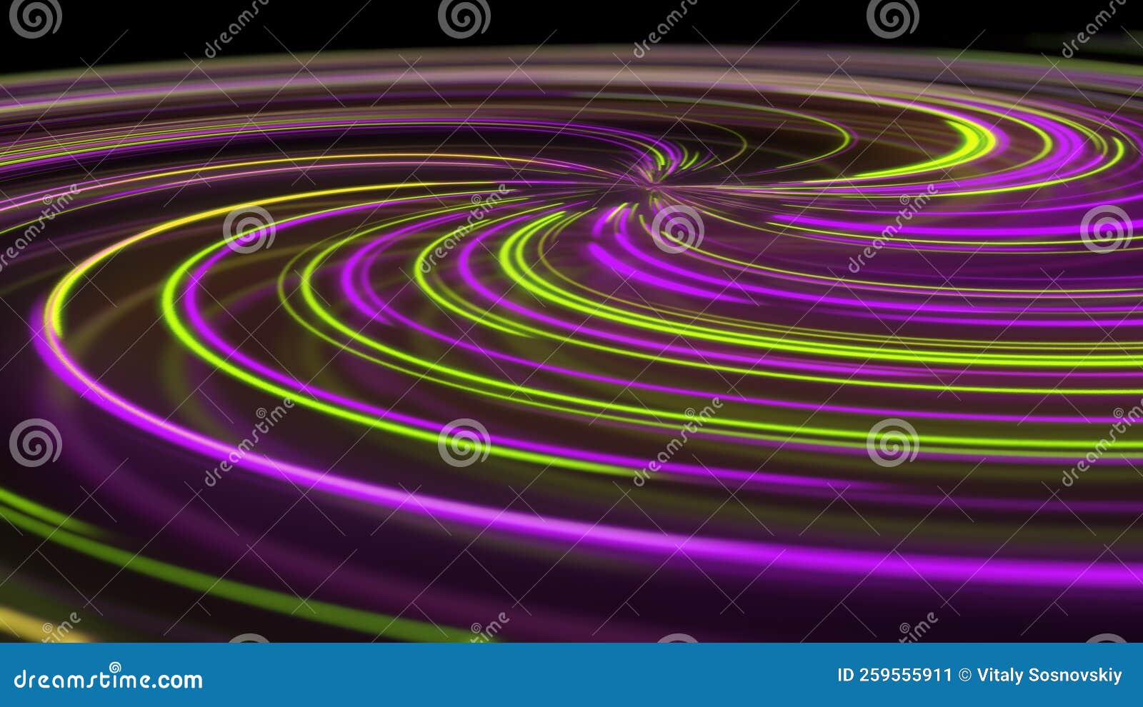 3D Rendering Abstract Neon Spiral with Reflection in the Form of Light ...
