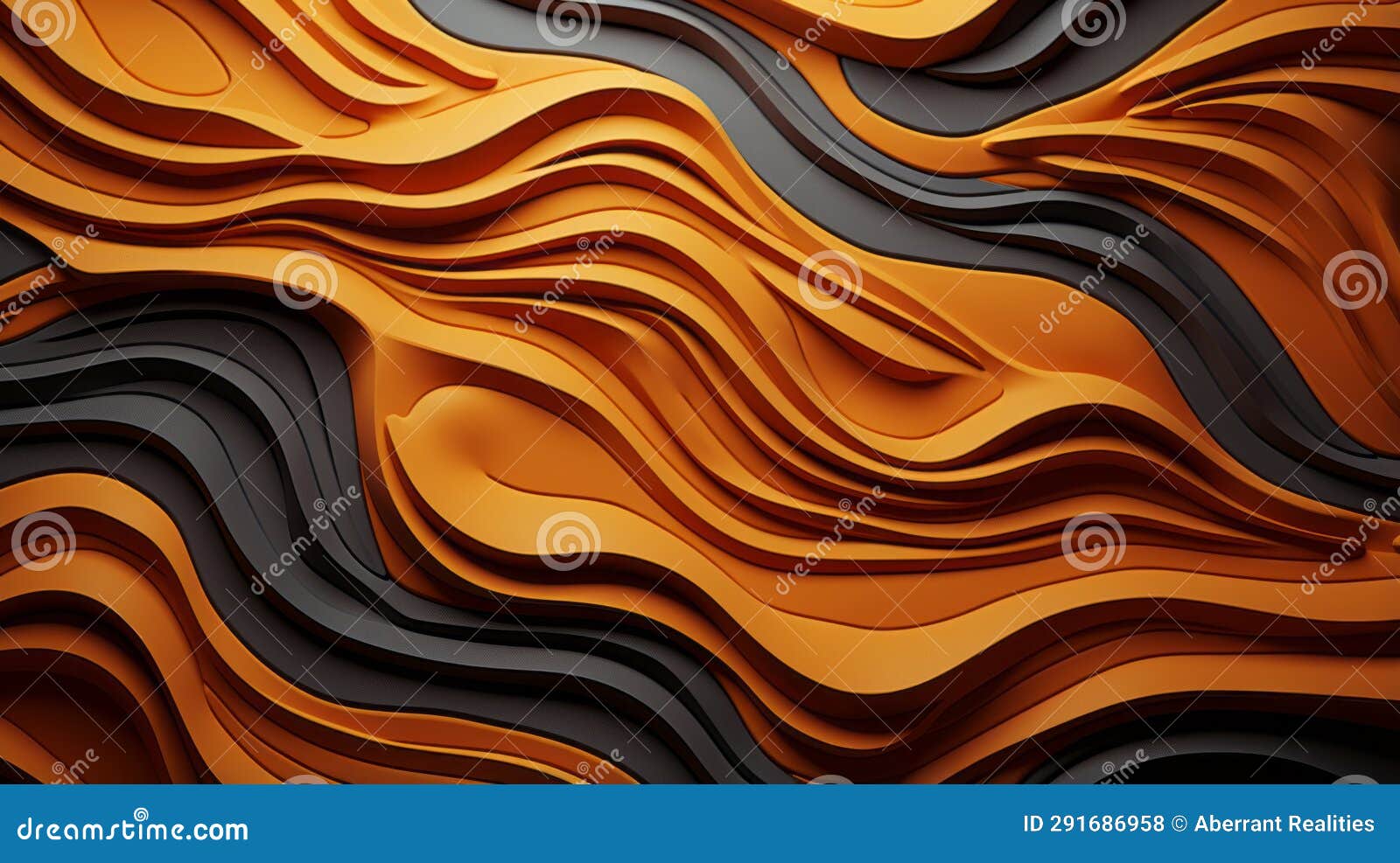 3d Rendering of an Abstract Orange and Black Wave Pattern Stock Illustration - Illustration of ...
