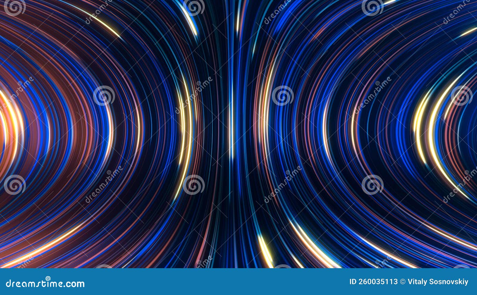 3D Rendering of an Abstract Panoramic Neon Background with Glowing Rays ...