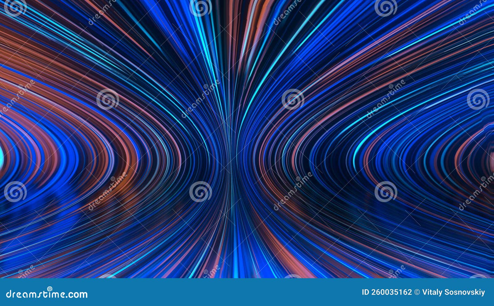 3D Rendering of an Abstract Panoramic Neon Background with Glowing Rays ...