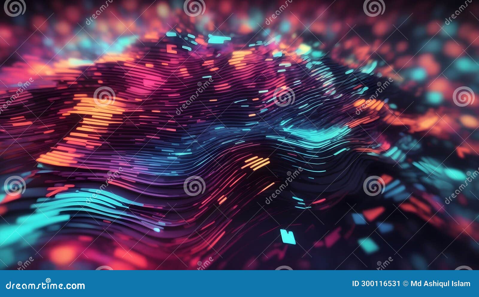 3d Rendering of Abstract Particles in Cyberspace with Depth of Field and Bokeh Effect Stock ...