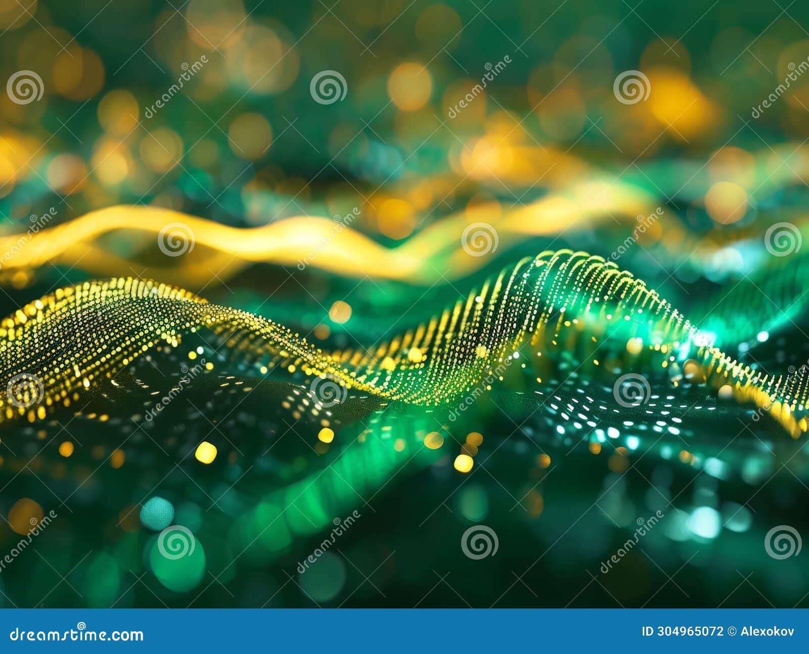 3d Rendering of Abstract Particles Wave with Depth of Field and Bokeh Lights Generative AI Stock ...