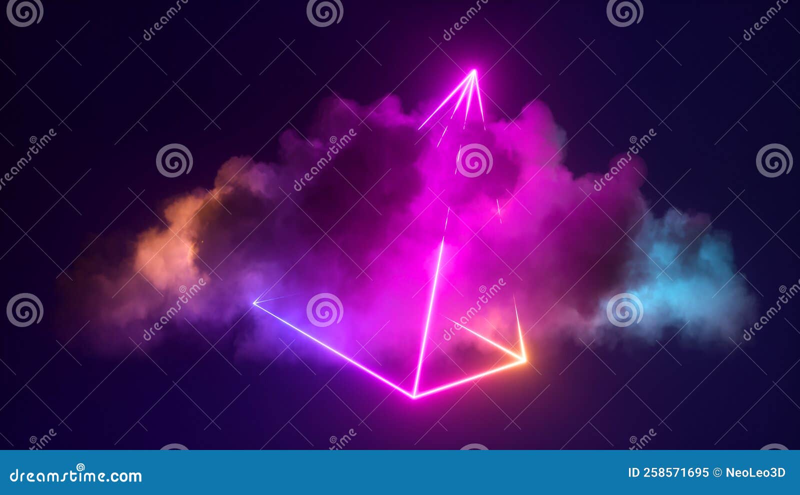 3d Rendering, Abstract Pink Blue Neon Background with Glowing Cloud and ...