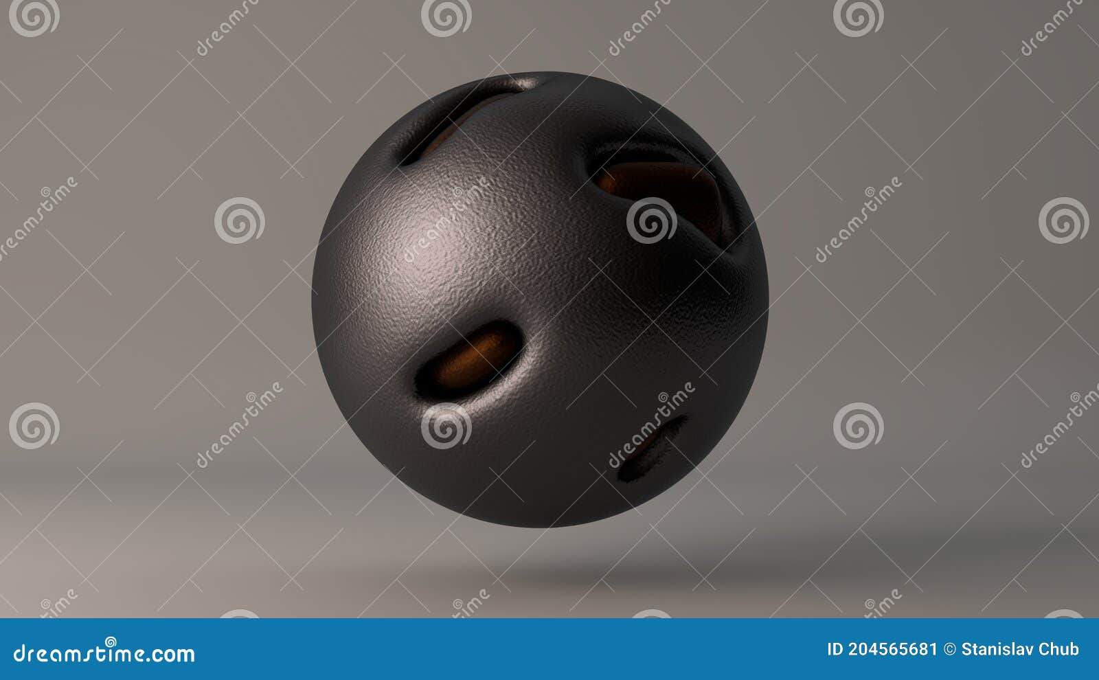 3D Rendering of an Abstract Platinum Sphere with a Matte Surface with ...