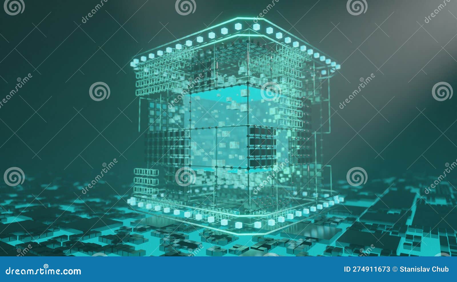 3d Rendering Of The Tesseract. Quantum Computing Installation. The ...