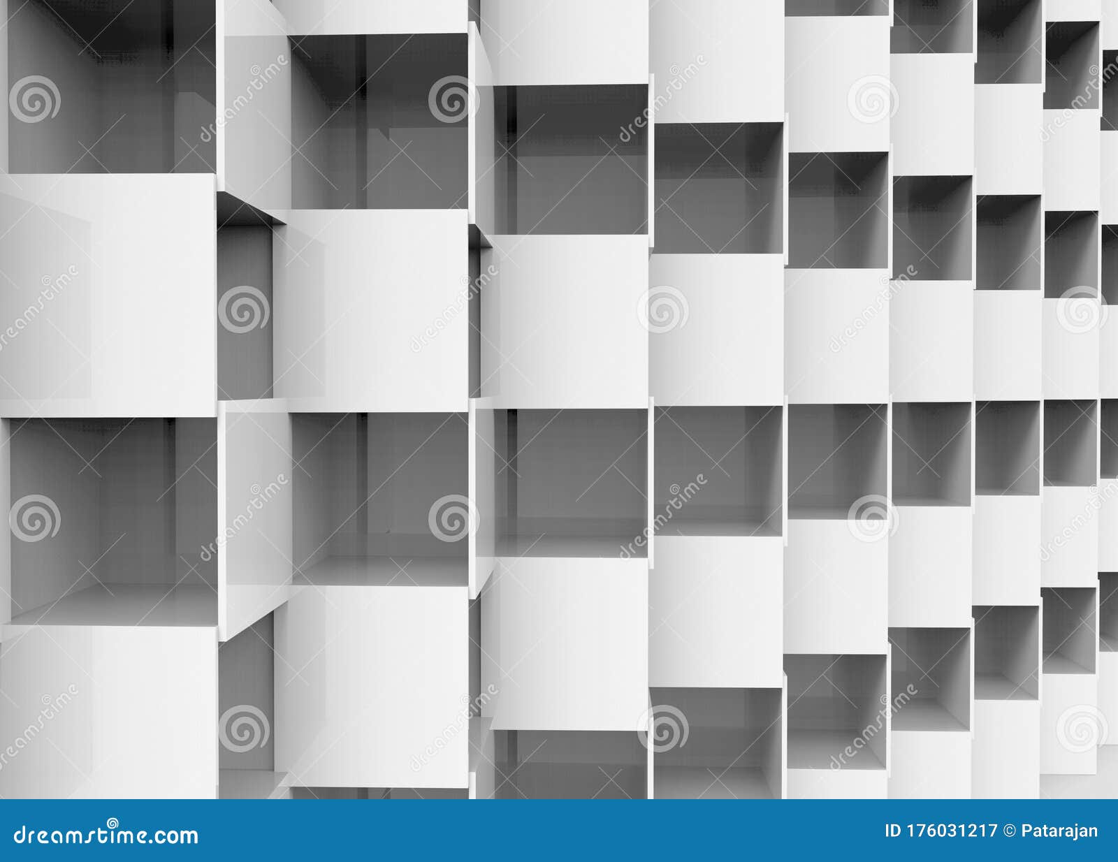 3d Rendering. Abstract Randoming White Hole Square Boxes Stack Wall ...