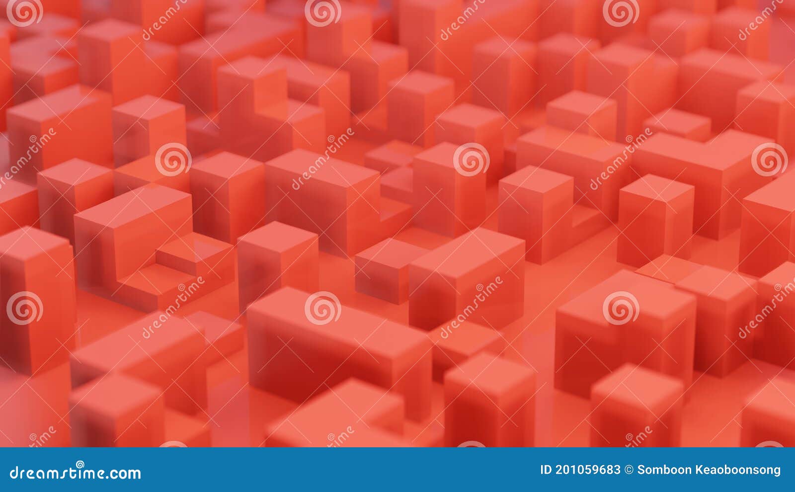 3d Rendering of Abstract Red Cubes Background Stock Illustration ...