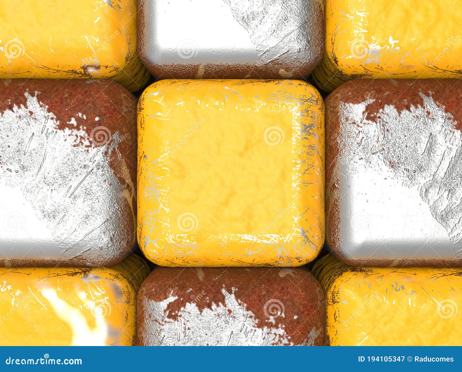 3D Rendering - Abstract Rust and Scratched Metal Cubes Background Stock ...