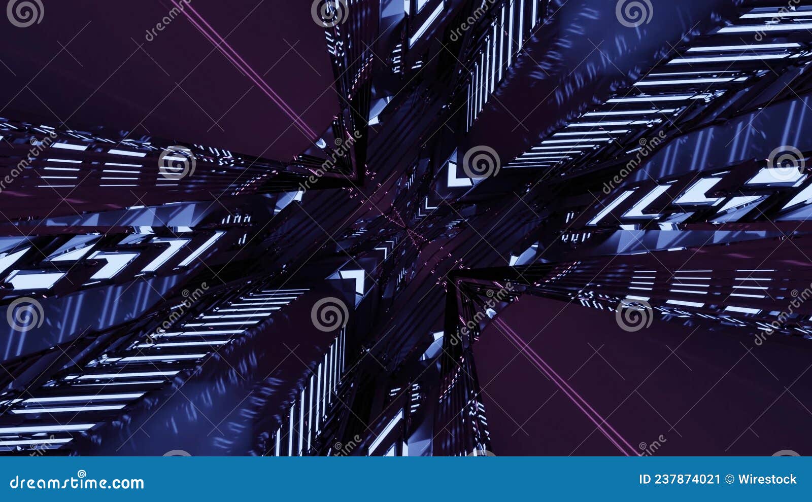 3D Rendering of an Abstract Sci-fi Background with Geometric Shapes and ...