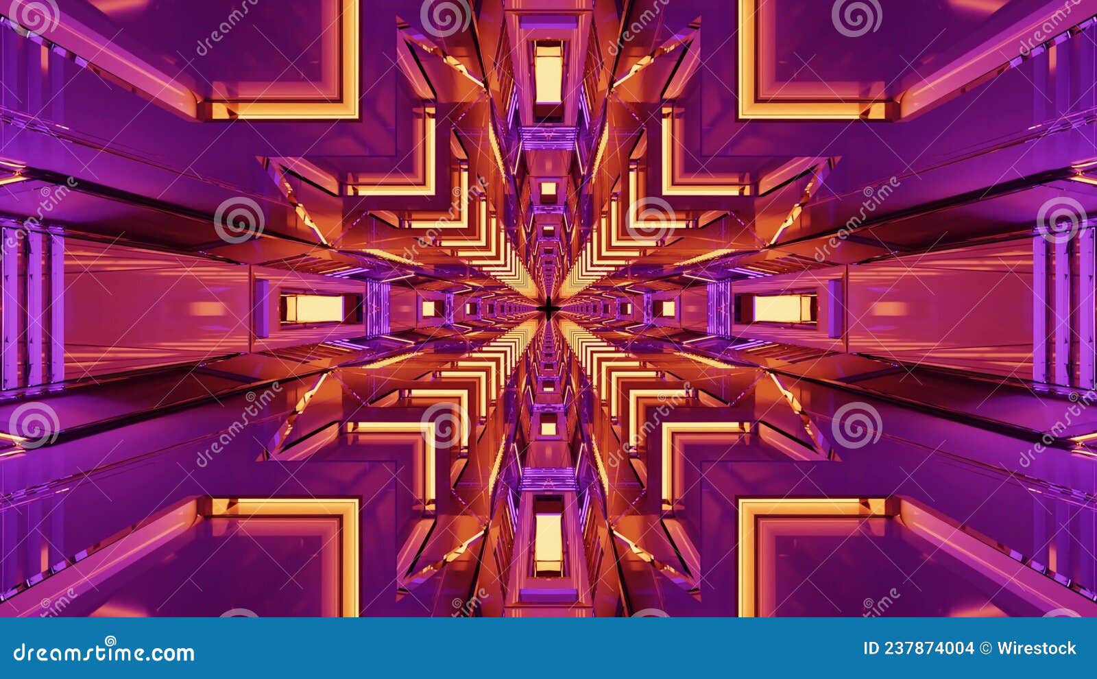 3D Rendering of an Abstract Sci-fi Background with Geometric Shapes and ...