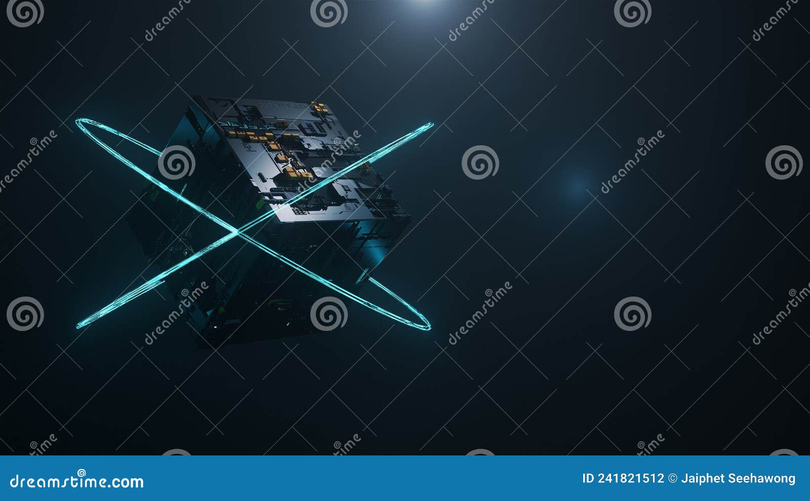 3D Rendering Abstract Sci-fi Cubic Futuristic Circuit Board 3D ...