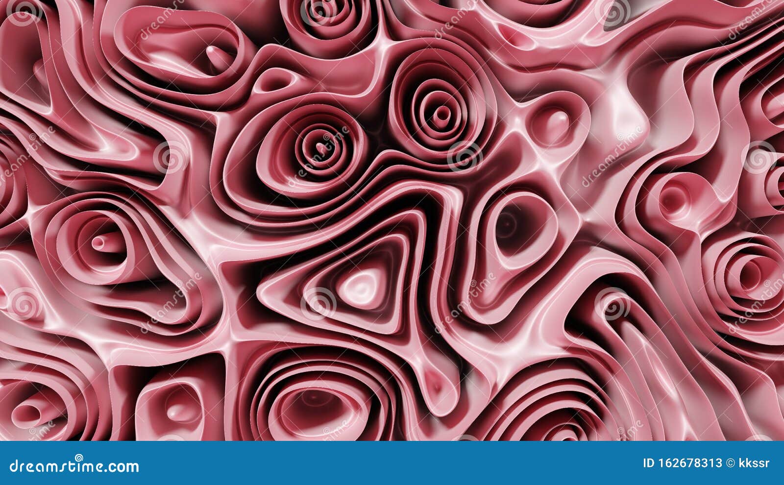 3D Rendering of Abstract Soft Pink Curly Geometry Background Stock ...