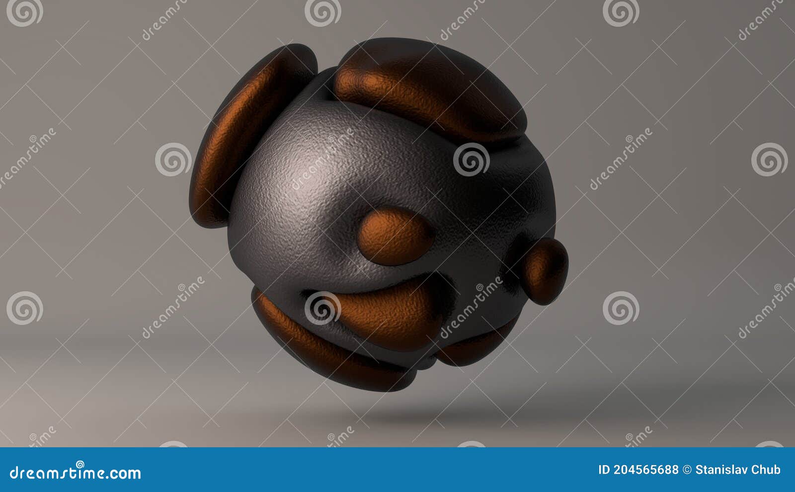 3D Rendering of an Abstract Sphere Consisting of Metal, Silver and ...