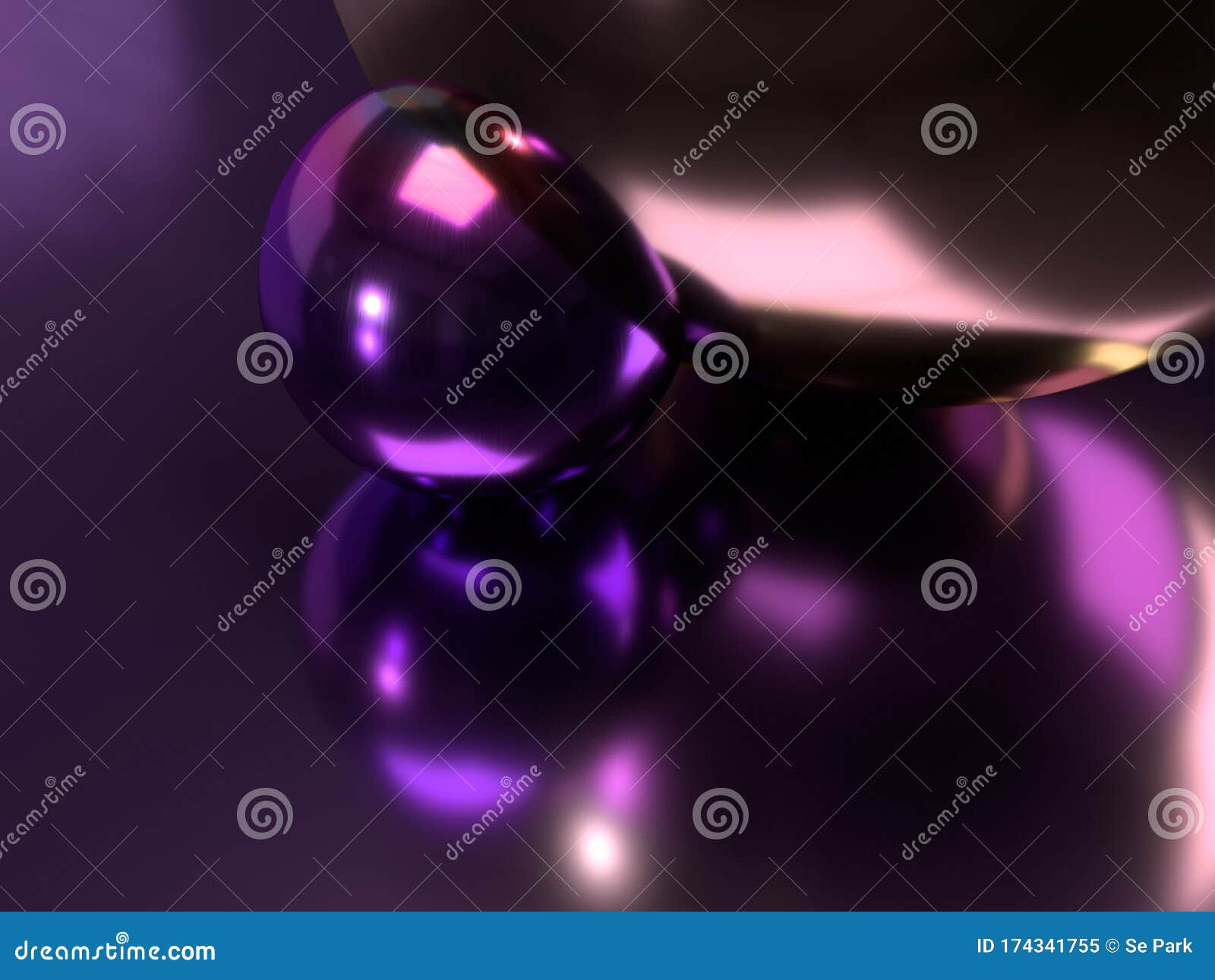 3d Rendering of Abstract Sphere Shape for Background. Purple Reflective ...