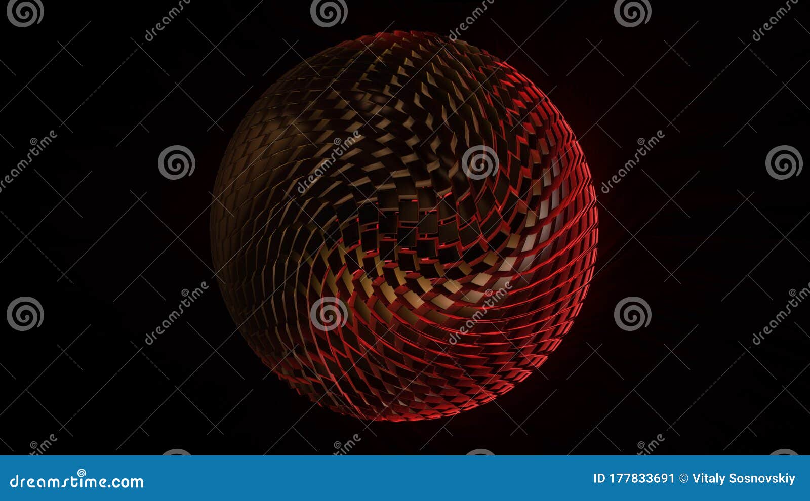 3D Rendering of an Abstract Sphere from Volumetric Cubic Blocks ...