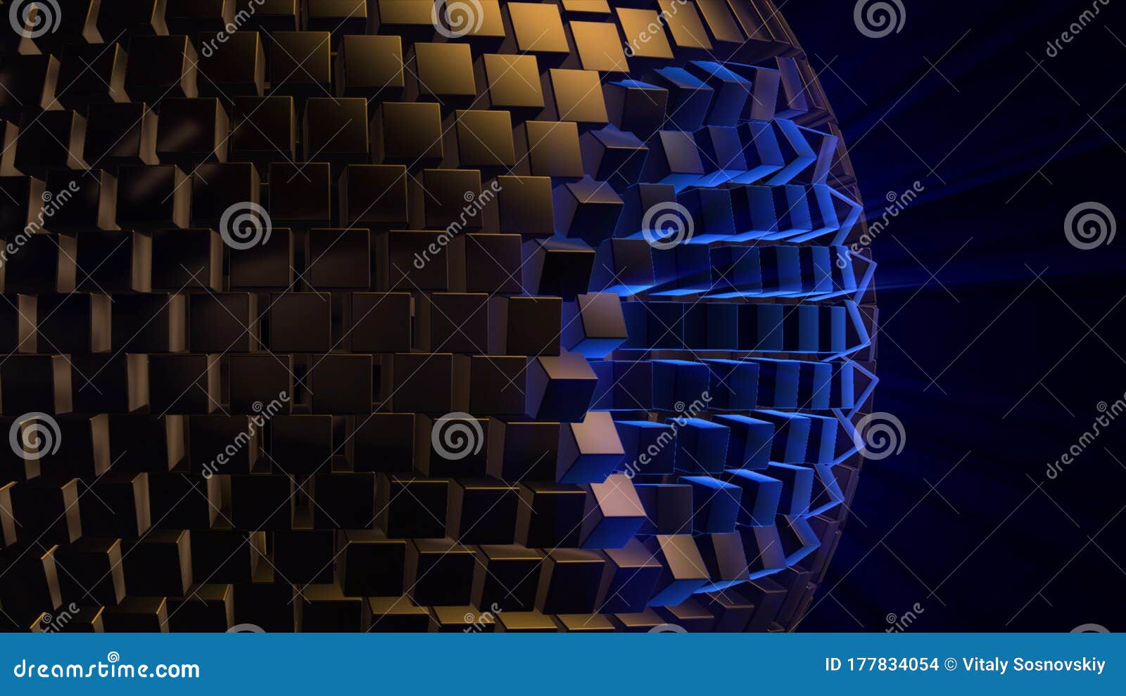 3D Rendering of an Abstract Sphere from Volumetric Cubic Blocks ...