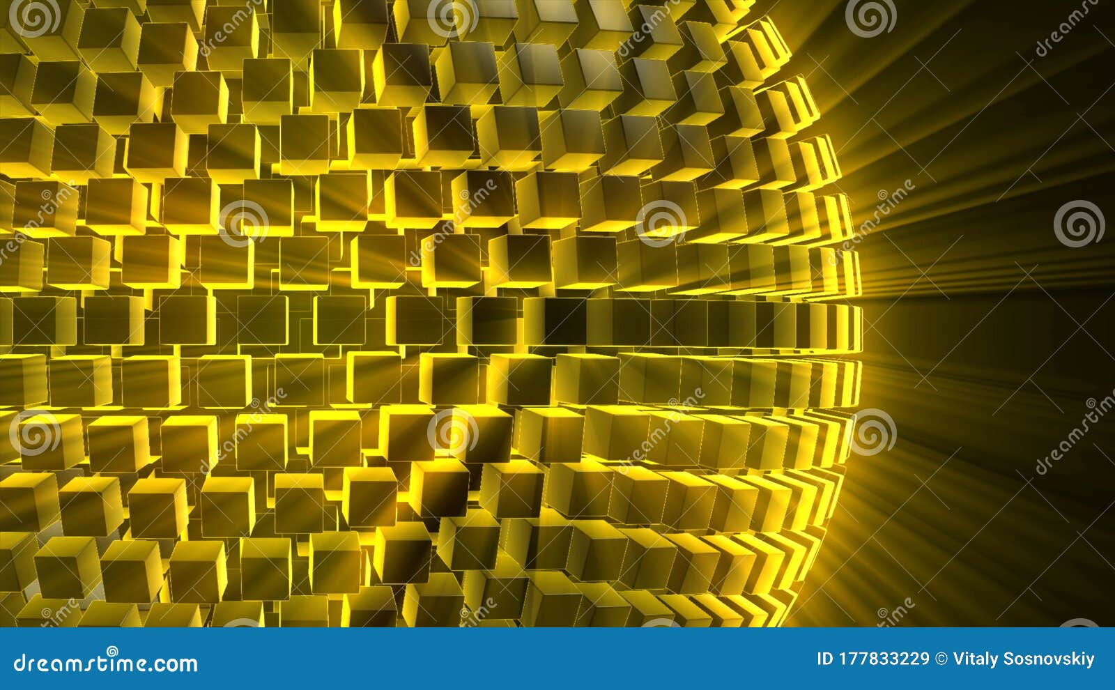 3D Rendering of an Abstract Sphere from Volumetric Cubic Blocks ...