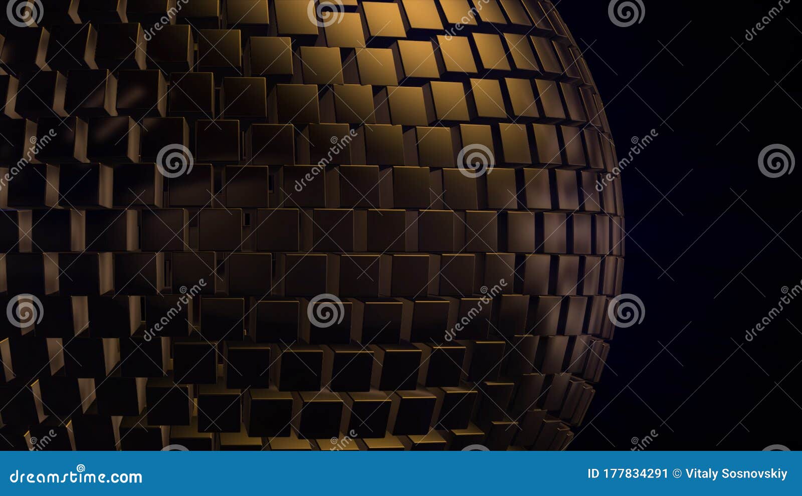 3D Rendering of an Abstract Sphere from Volumetric Cubic Blocks ...