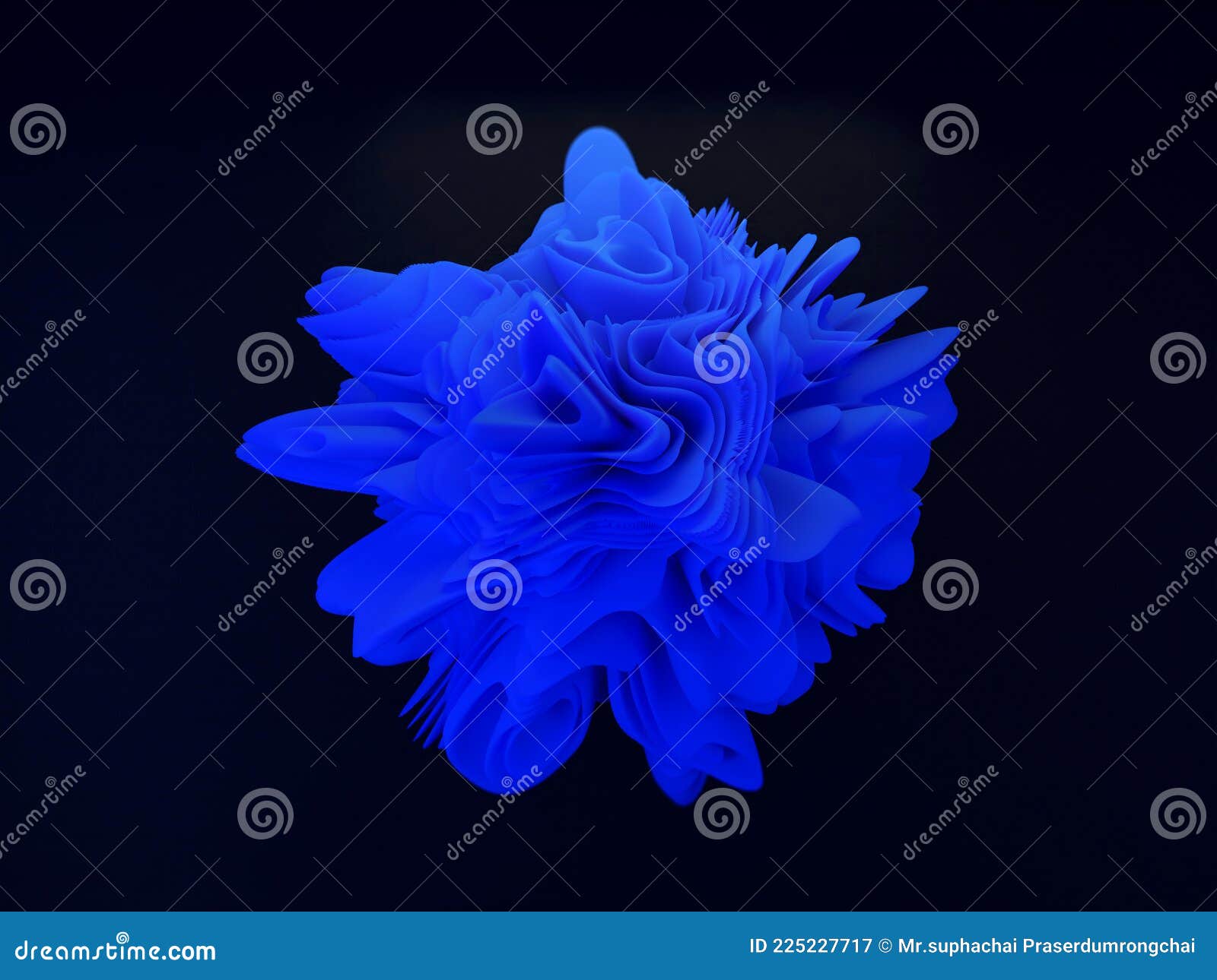 3D Rendering of Abstract Swirl Wavy Blue Shape Object for Background or ...