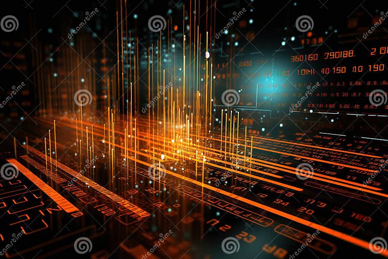 3d Rendering of Abstract Technology Background with a Circuit Board and Binary Code. Generative ...