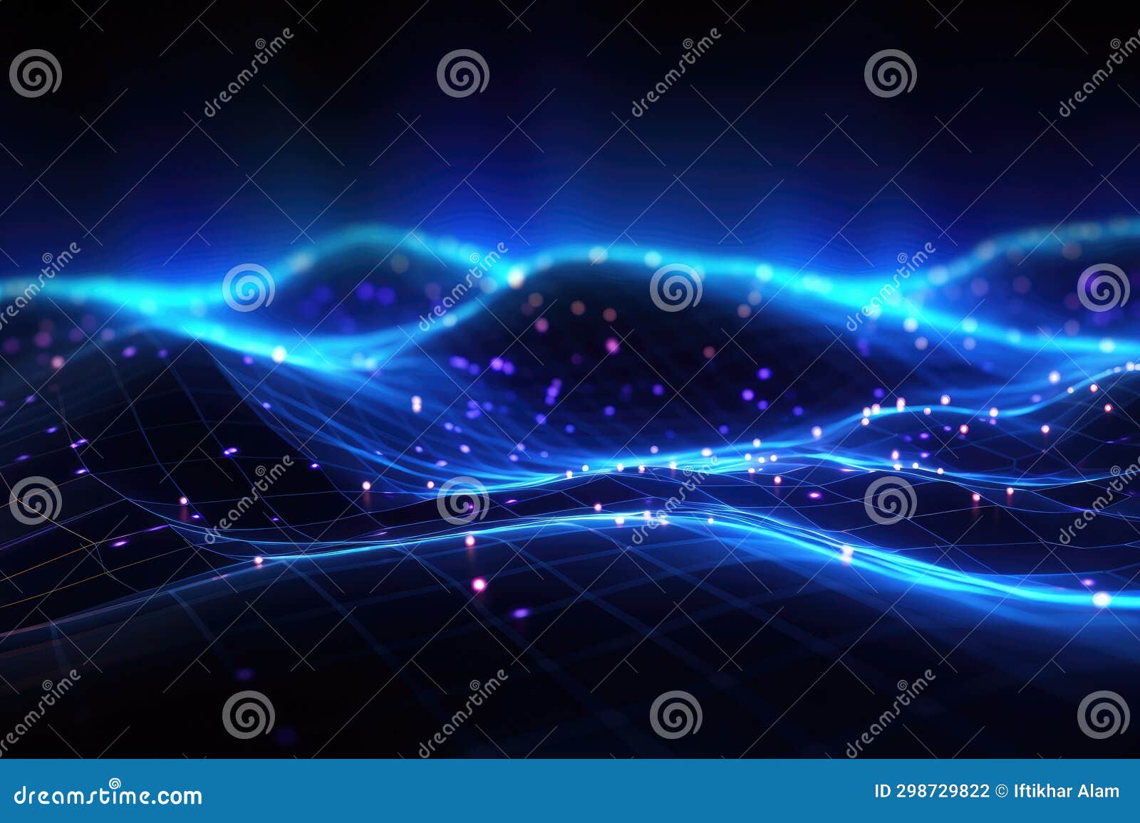 3D Rendering of Abstract Technology Background with Glowing Particles ...