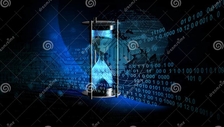 3D Rendering of an Abstract Technology Background with an Hourglass ...