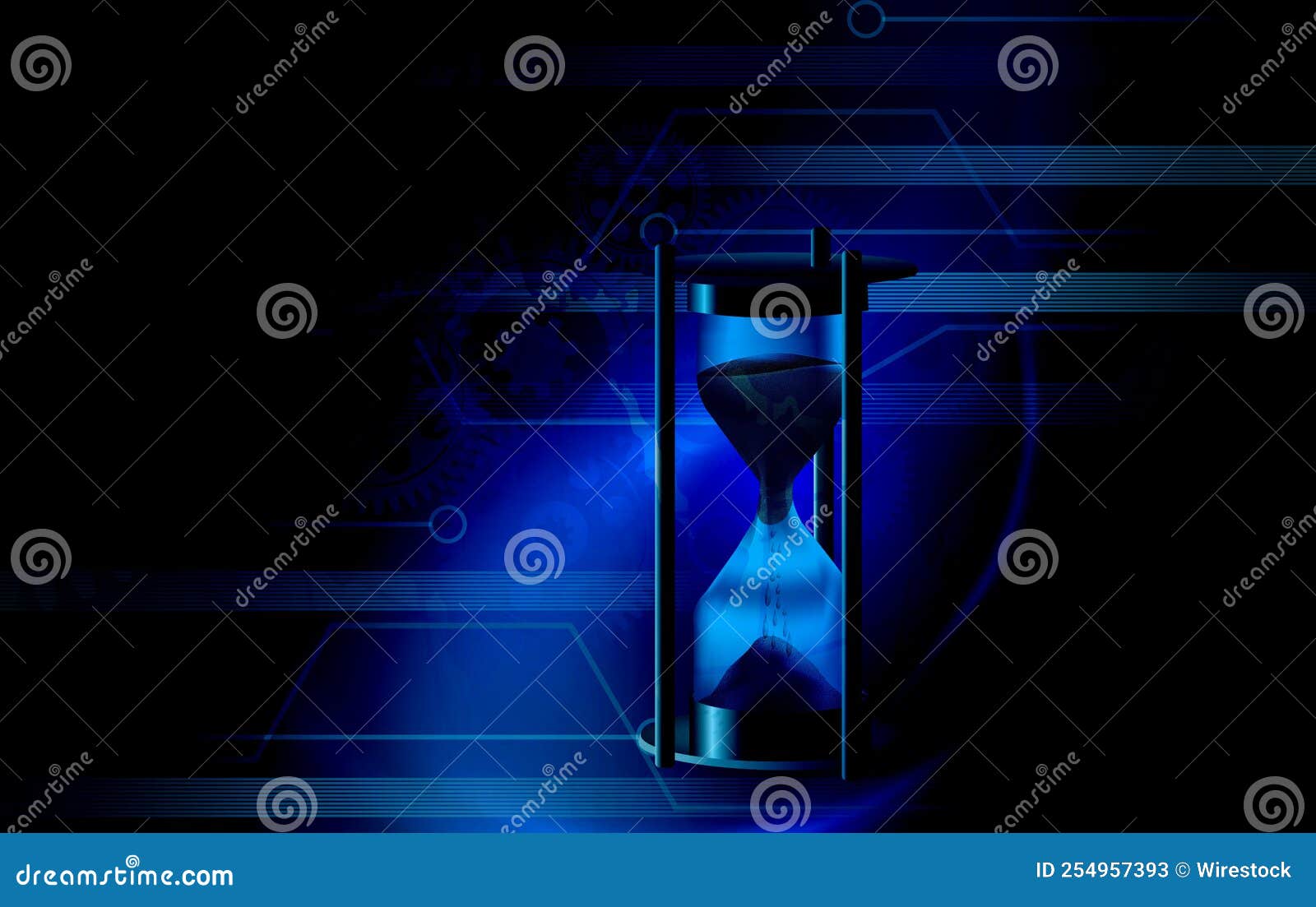 3D Rendering of an Abstract Technology Background of an Hourglass Under ...