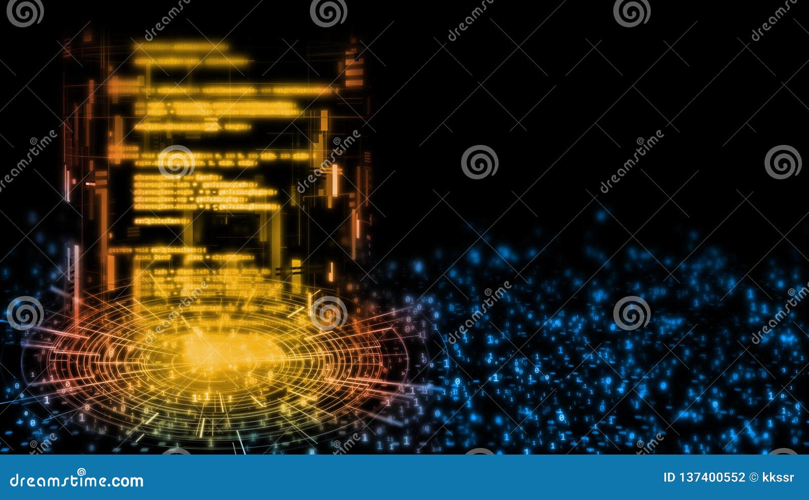 3D Rendering of Abstract Technology Background. Sci Fi Software Coding ...