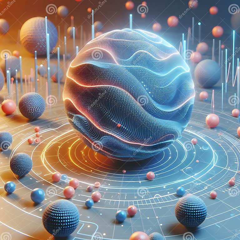 3d Rendering of Abstract Technology Background with Various Objects ...