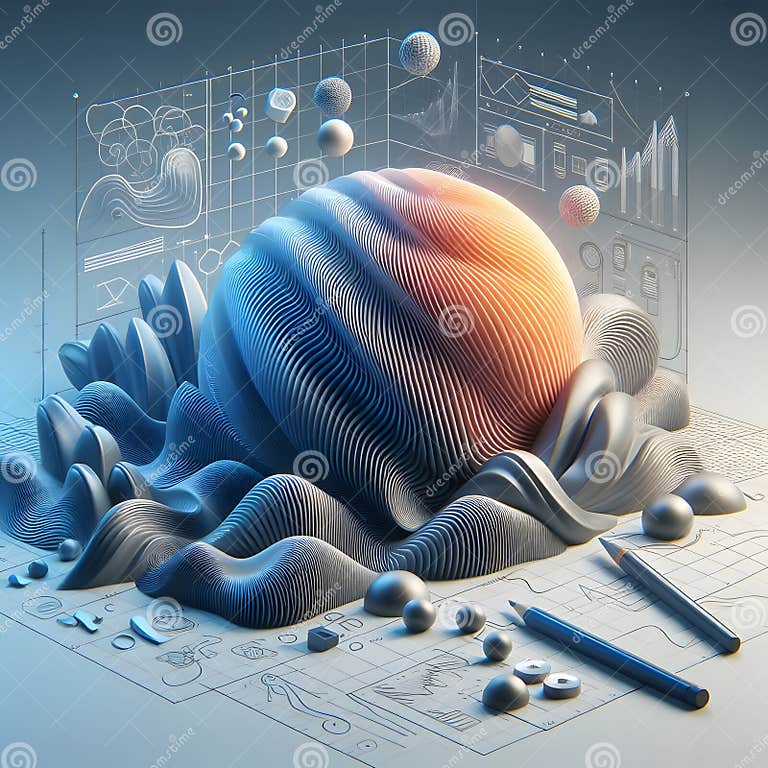 3d Rendering of Abstract Technology Background with Various Objects ...