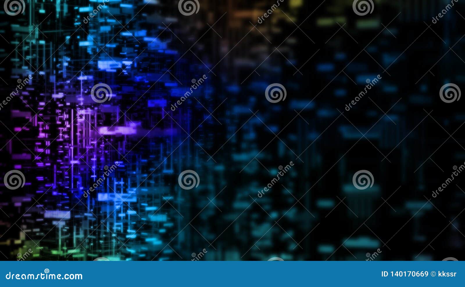 3D Rendering of Abstract Technology Background. Wide Screen Wallpaper. Computer Circuit Dots and ...