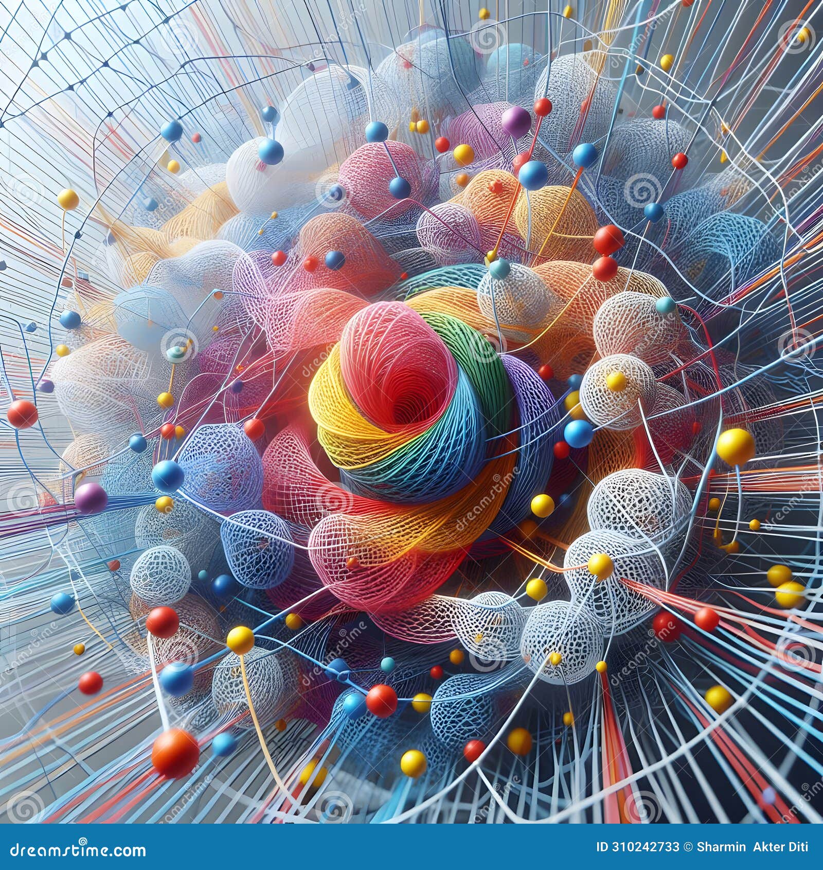 3D Rendering of Abstract Technology Concept with Lines and Spheres in ...