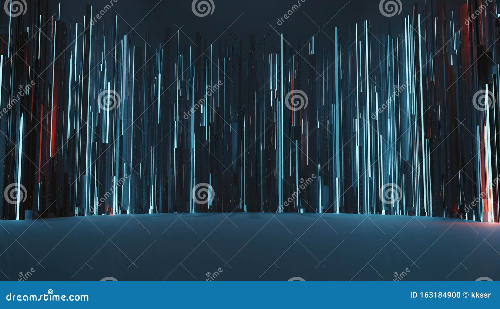 3D Rendering of Abstract Towers with Blue and Red Led Glow Lights ...