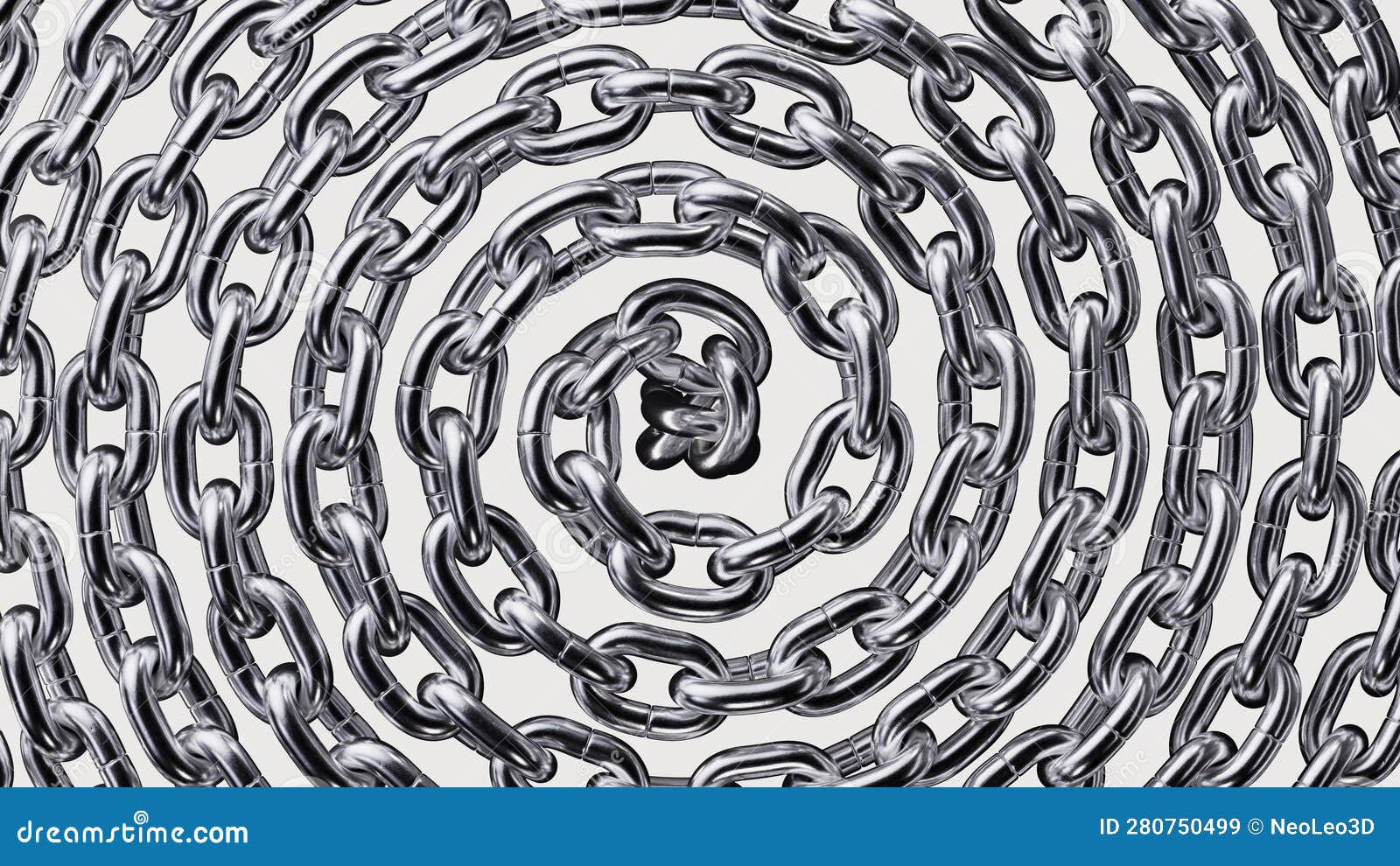 3d Rendering, Abstract Twisted Spiral Chain Twisted Isolated on White ...