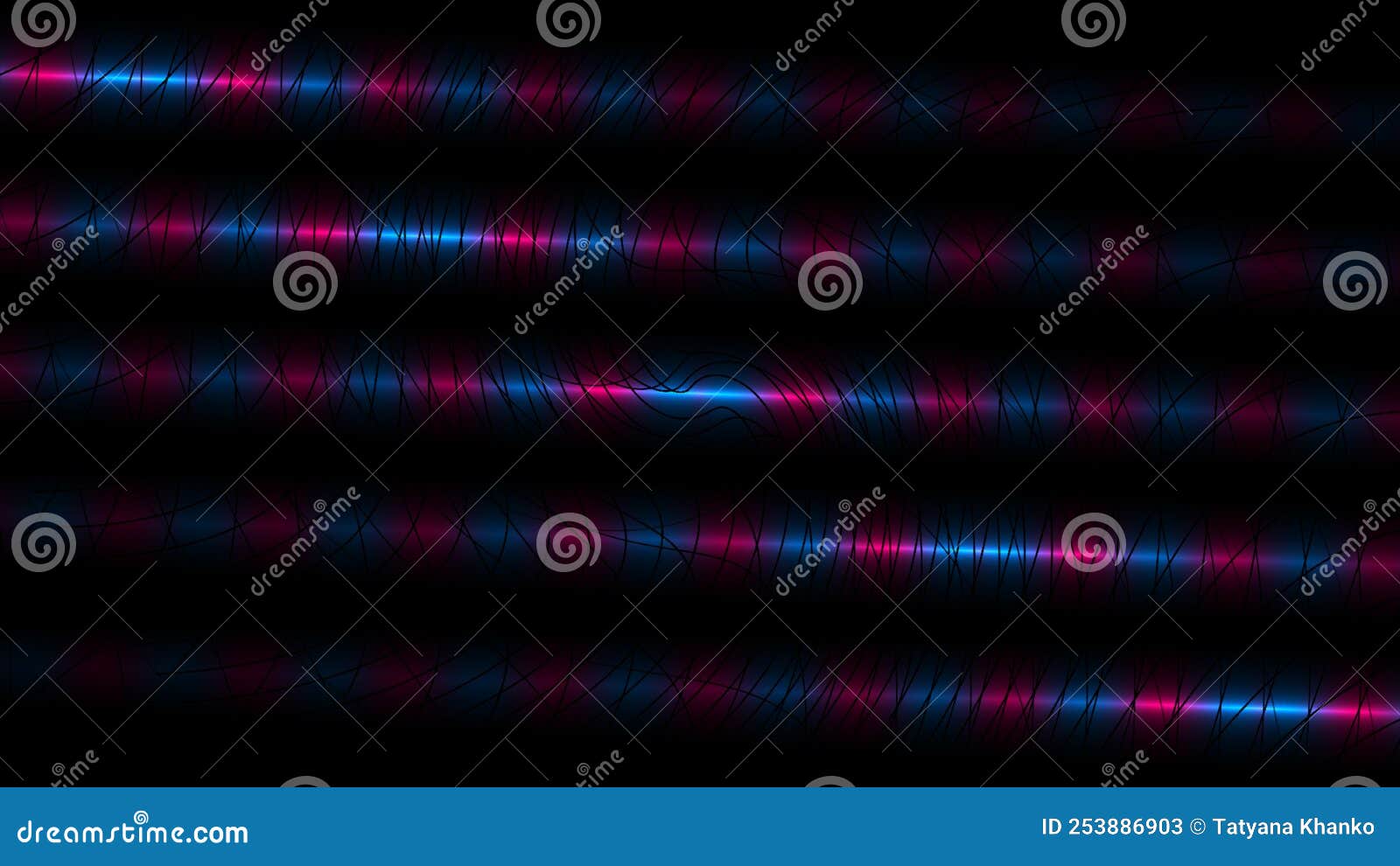3d Rendering. Abstract Violet, Blue, Black Light Pattern with the ...