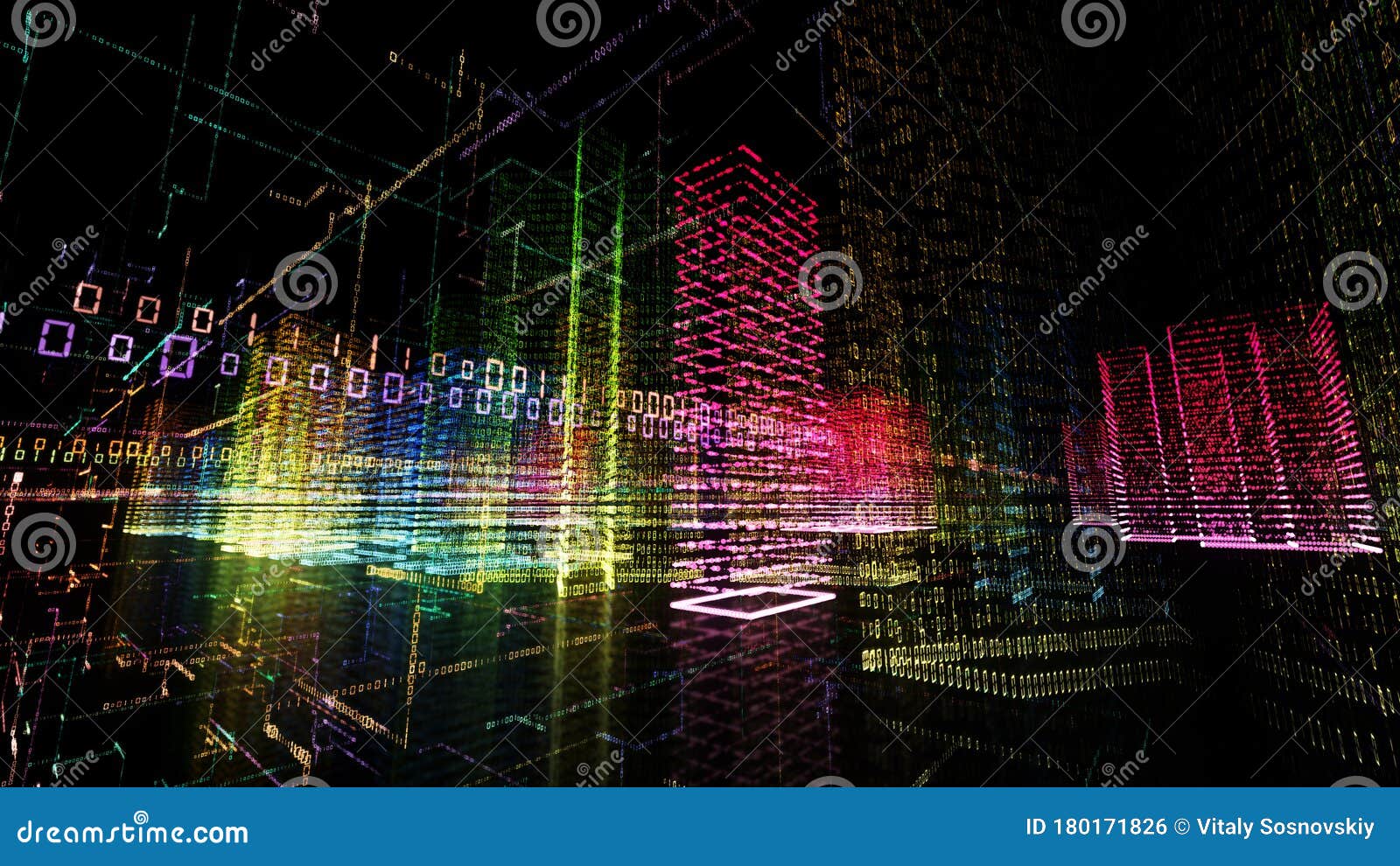 3D Rendering of Abstract Virtual City Inside a Computer System ...
