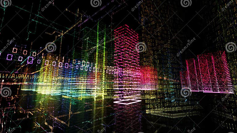 3D Rendering of Abstract Virtual City Inside a Computer System ...