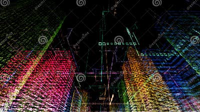 3D Rendering of Abstract Virtual City Inside a Computer System ...