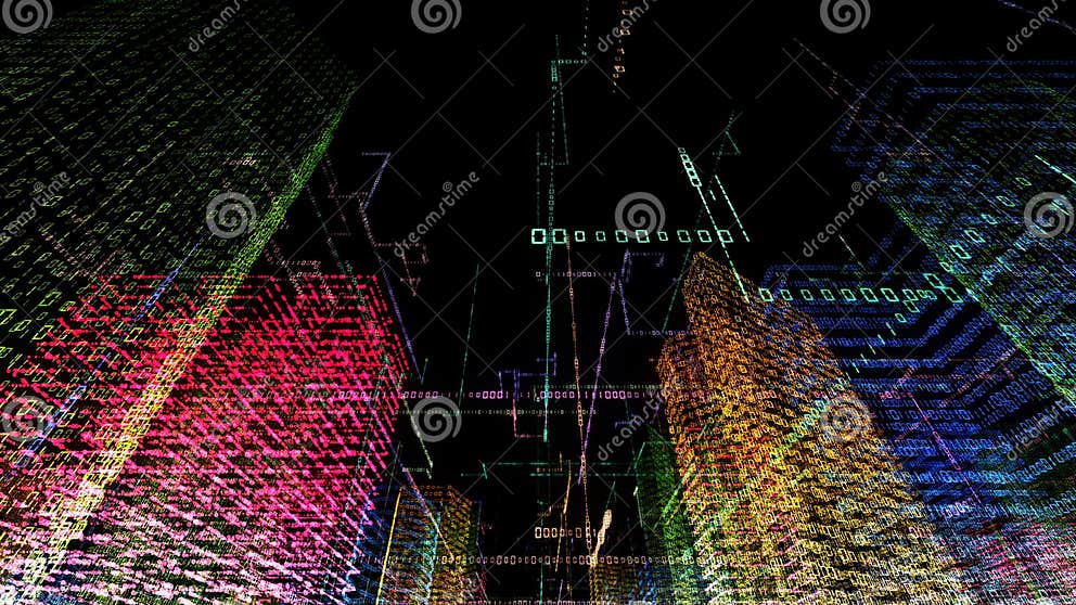 3D Rendering of Abstract Virtual City Inside a Computer System ...